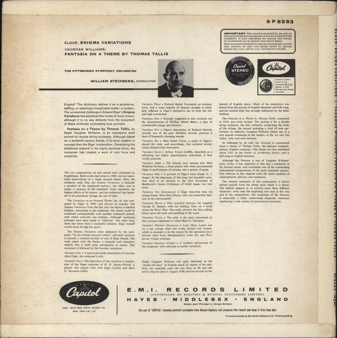 Edward Elgar Enigma Variations - 1st UK Vinyl LP — RareVinyl.com