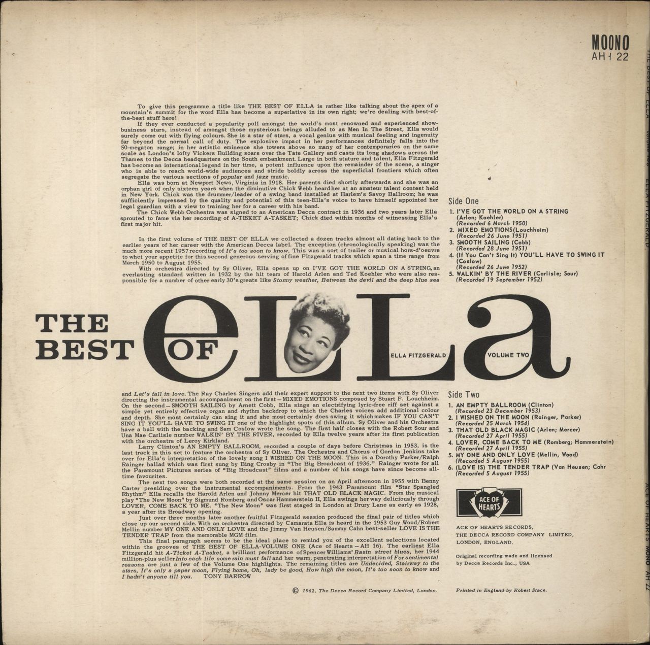 Ella Fitzgerald The Best Of Ella Fitzgerald - Vol. 2 UK Vinyl LP — RareVinyl.com