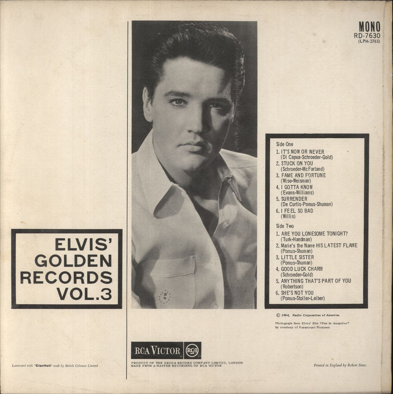 Elvis Presley Elvis' Golden Records Vol. 3 - Red Spot UK Vinyl LP — RareVinyl.com