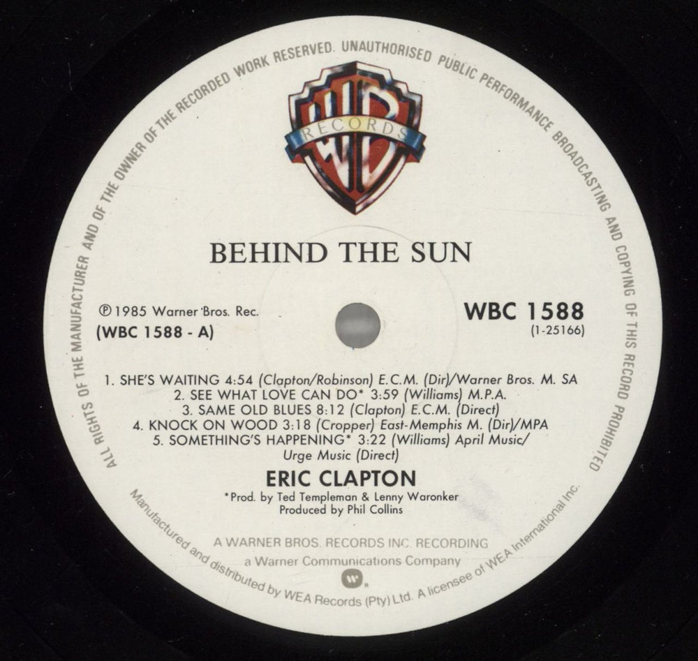 Eric Clapton Behind The Sun South African Vinyl LP — RareVinyl.com