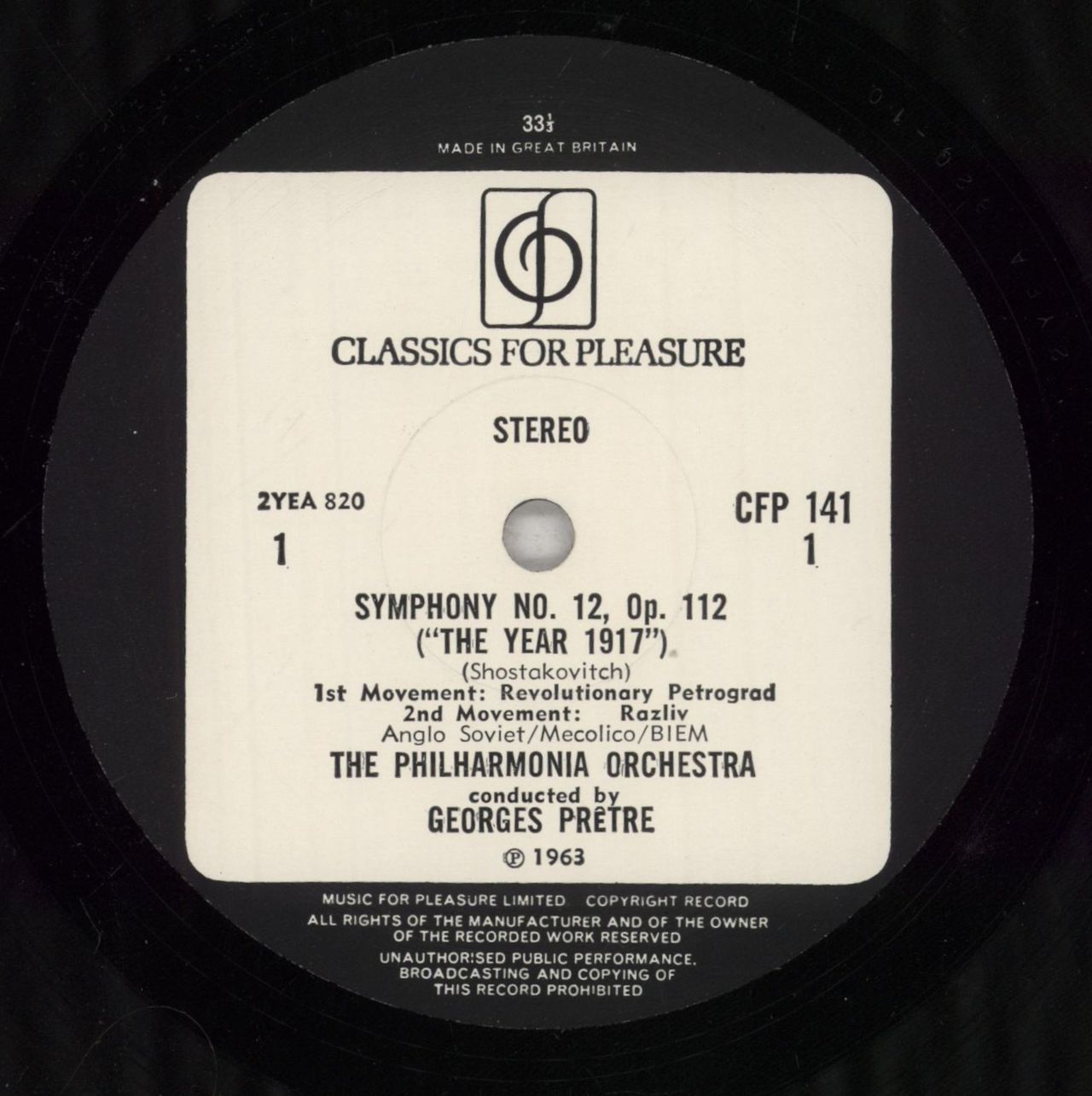 Georges Prêtre Shostakovitch: Symphony No. 12 'The Year 1917' Festival — RareVinyl.com