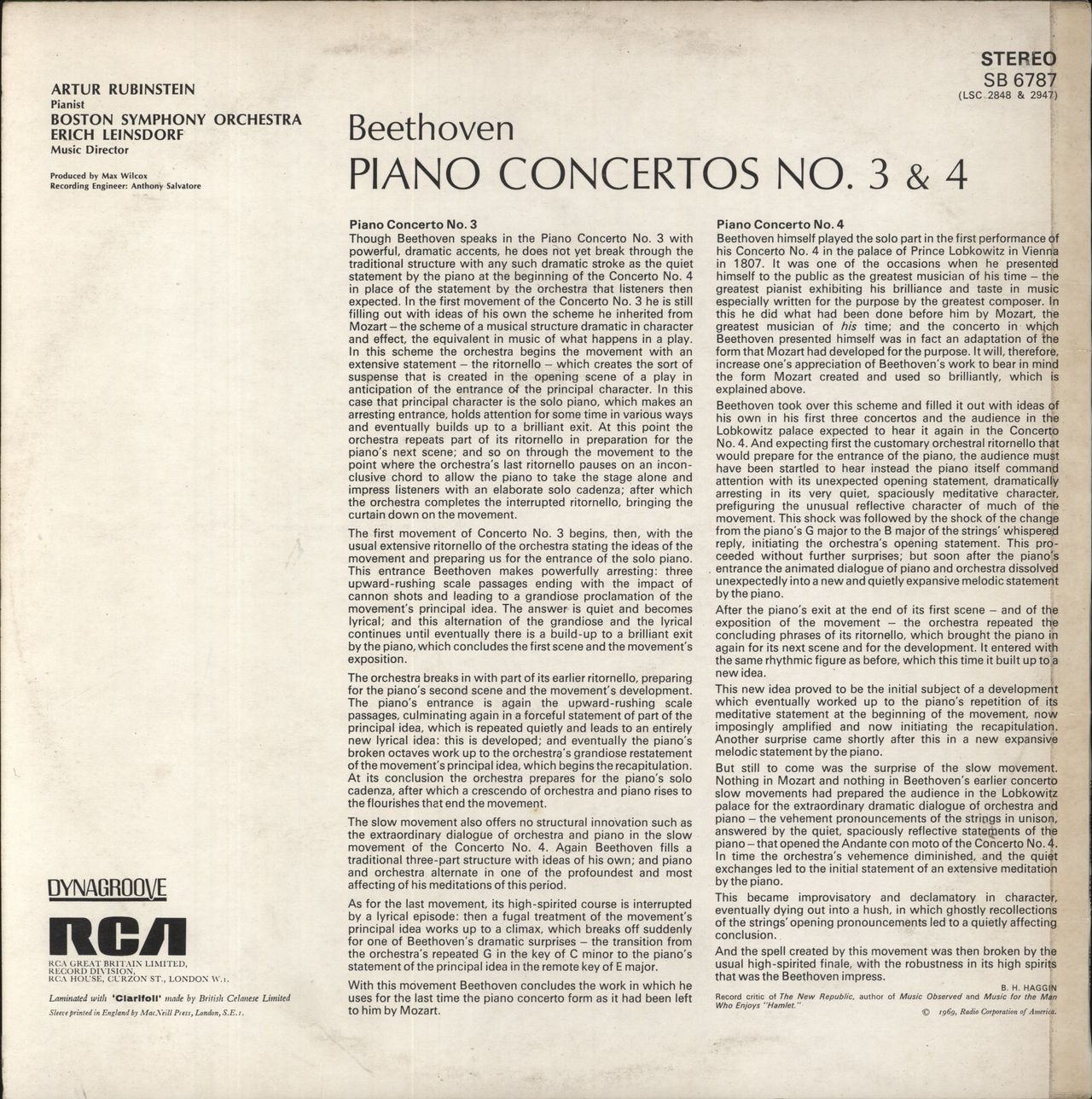 Ludwig Van Beethoven Beethoven: Piano Concertos No. 3 & 4 UK Vinyl LP — RareVinyl.com