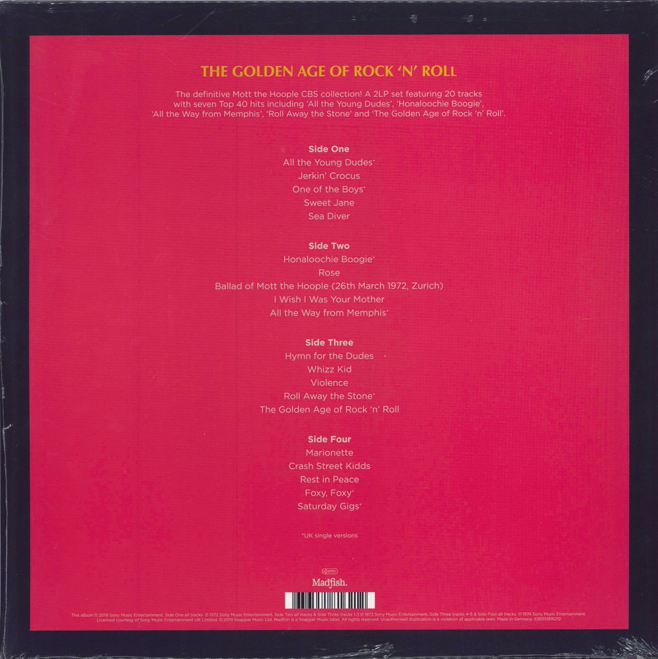 Mott The Hoople The Golden Age Of Rock 'N' Roll UK 2-LP vinyl set — RareVinyl.com