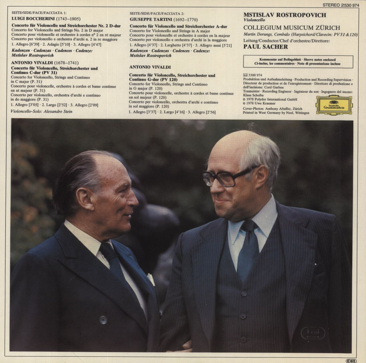Mstislav Rostropovich Cello-Konzerte = Cello Concertos - 180gm German — RareVinyl.com