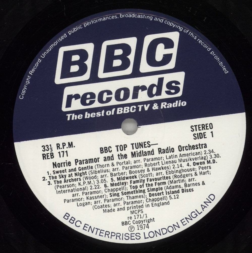 Norrie Paramor BBC Top Tunes UK Vinyl LP — RareVinyl.com