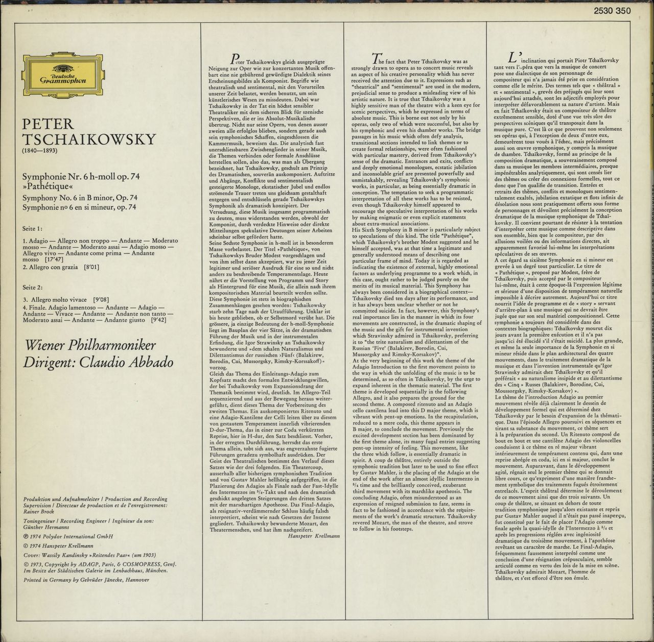 Pyotr Ilyich Tchaikovsky Tchaikovsky: Symphonie Nr. 6 "Pathétique" UK ...