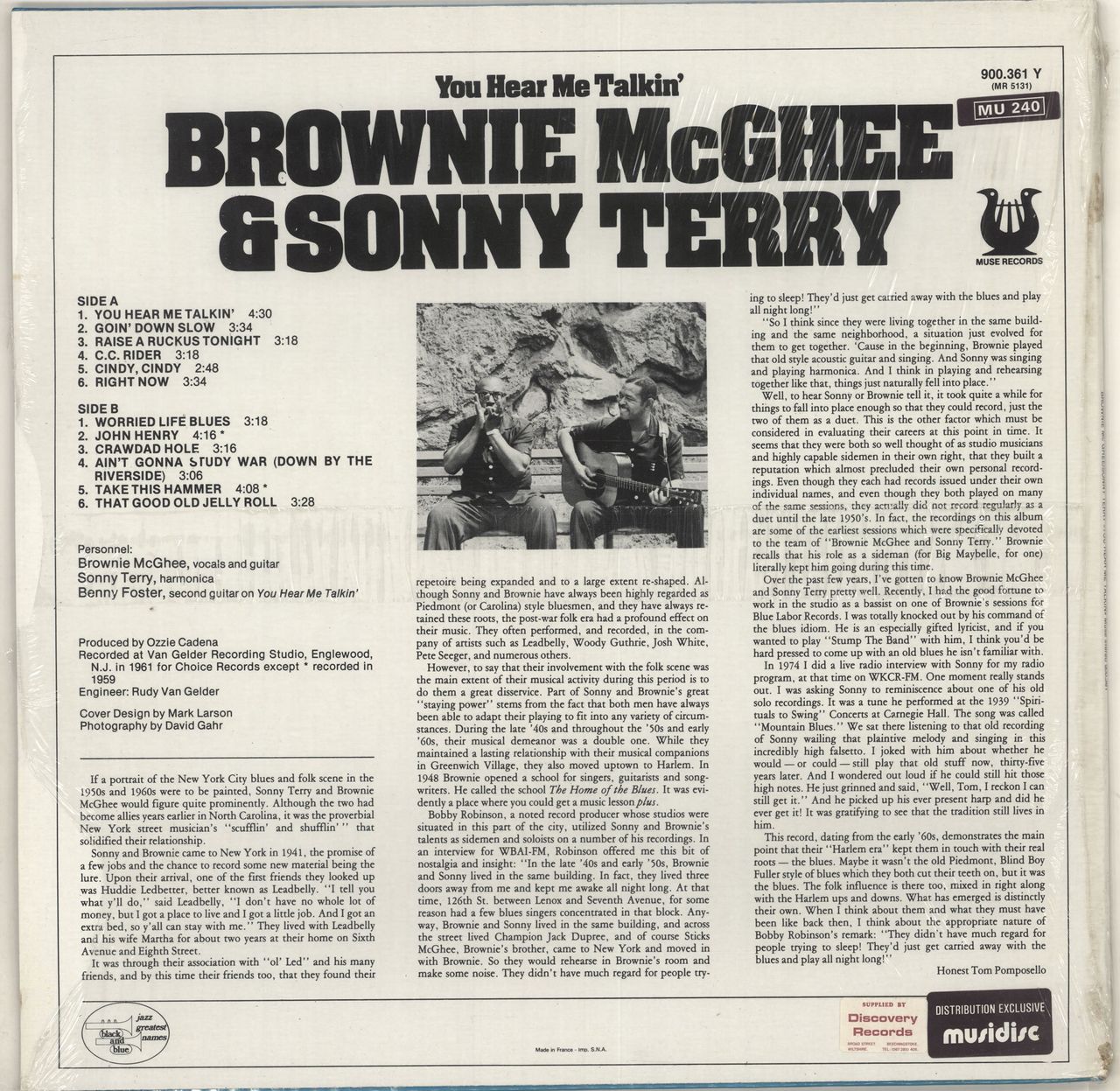 Sonny Terry & Brownie McGhee You Hear Me Talkin' + Shrink French Vinyl — RareVinyl.com