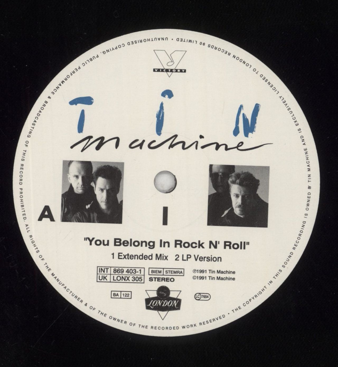Tin Machine You Belong In Rock N' Roll + Streamer - VG UK 12" vinyl ...