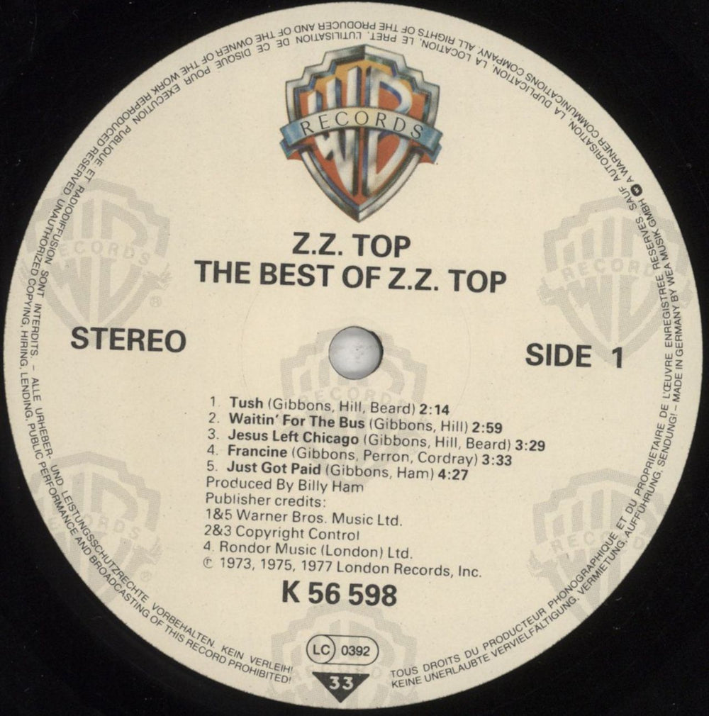 ZZ Top The Best Of ZZ Top German Vinyl LP — RareVinyl.com