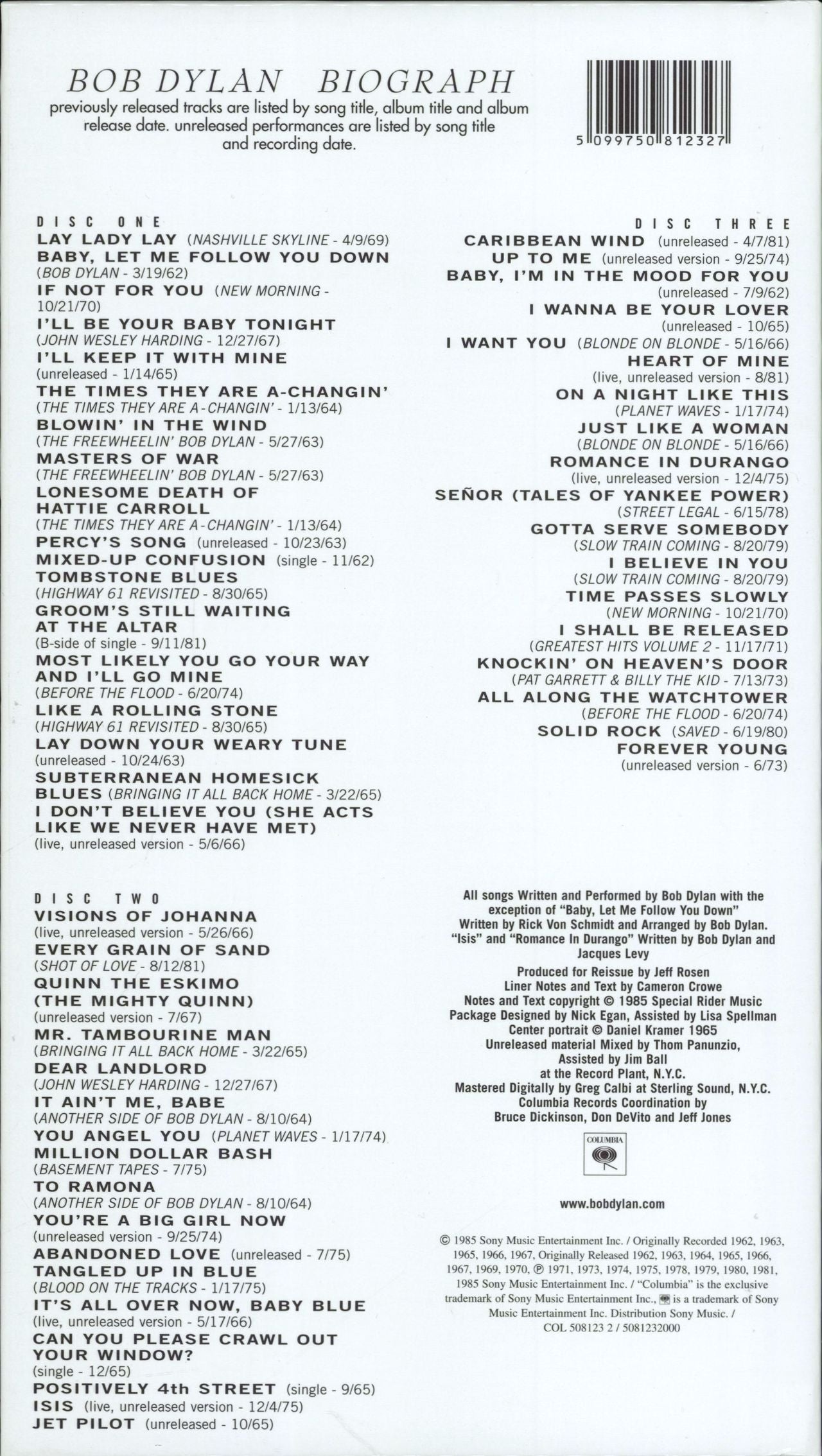 Bob Dylan Biograph - Bookpack UK Cd album box set — RareVinyl.com