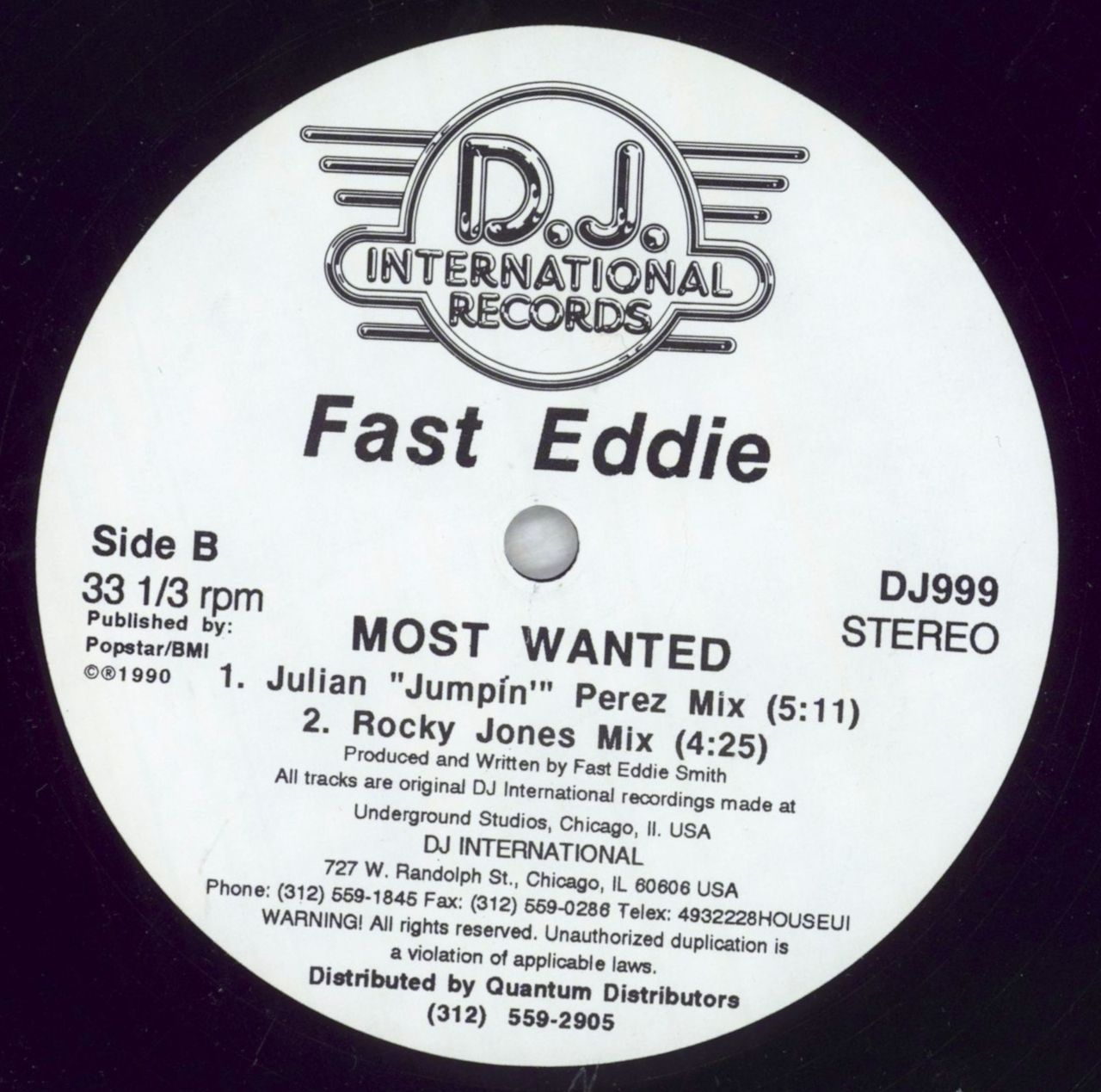 DJ Fast Eddie Most Wanted US 12" vinyl — RareVinyl.com