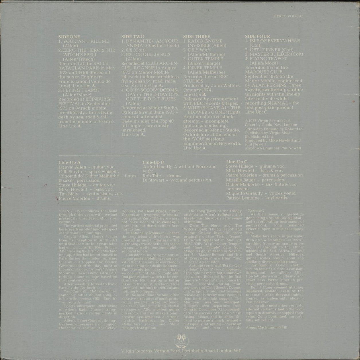 Gong Live Etc - EX UK 2-LP vinyl set — RareVinyl.com