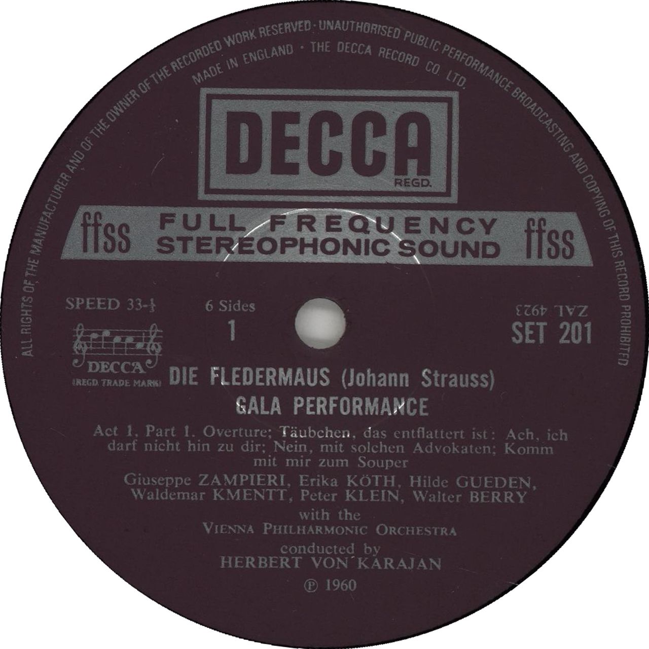 Johann Strauss II (1825-1899) Die Fledermaus Gala Performance UK Vinyl ...