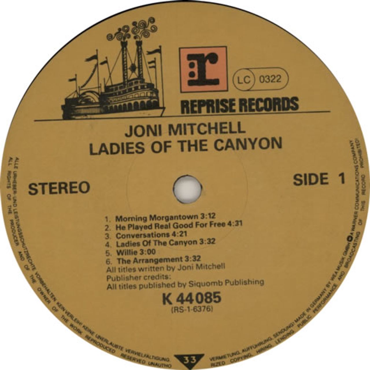 Joni Mitchell Ladies Of The Canyon German Vinyl LP — RareVinyl.com