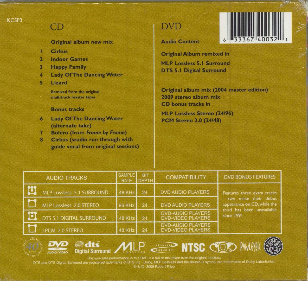 King Crimson Lizard - 40th Anniversary Series - Sealed UK 2-disc CD/DV — RareVinyl.com