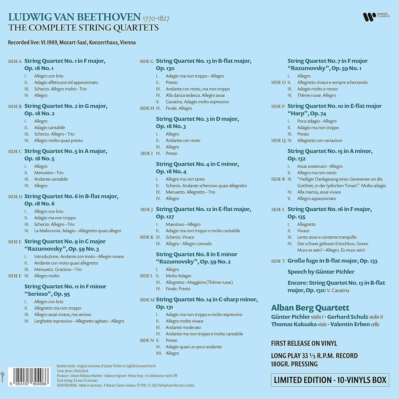 Ludwig Van Beethoven The Complete String Quartets - Deluxe Edition 10- — RareVinyl.com