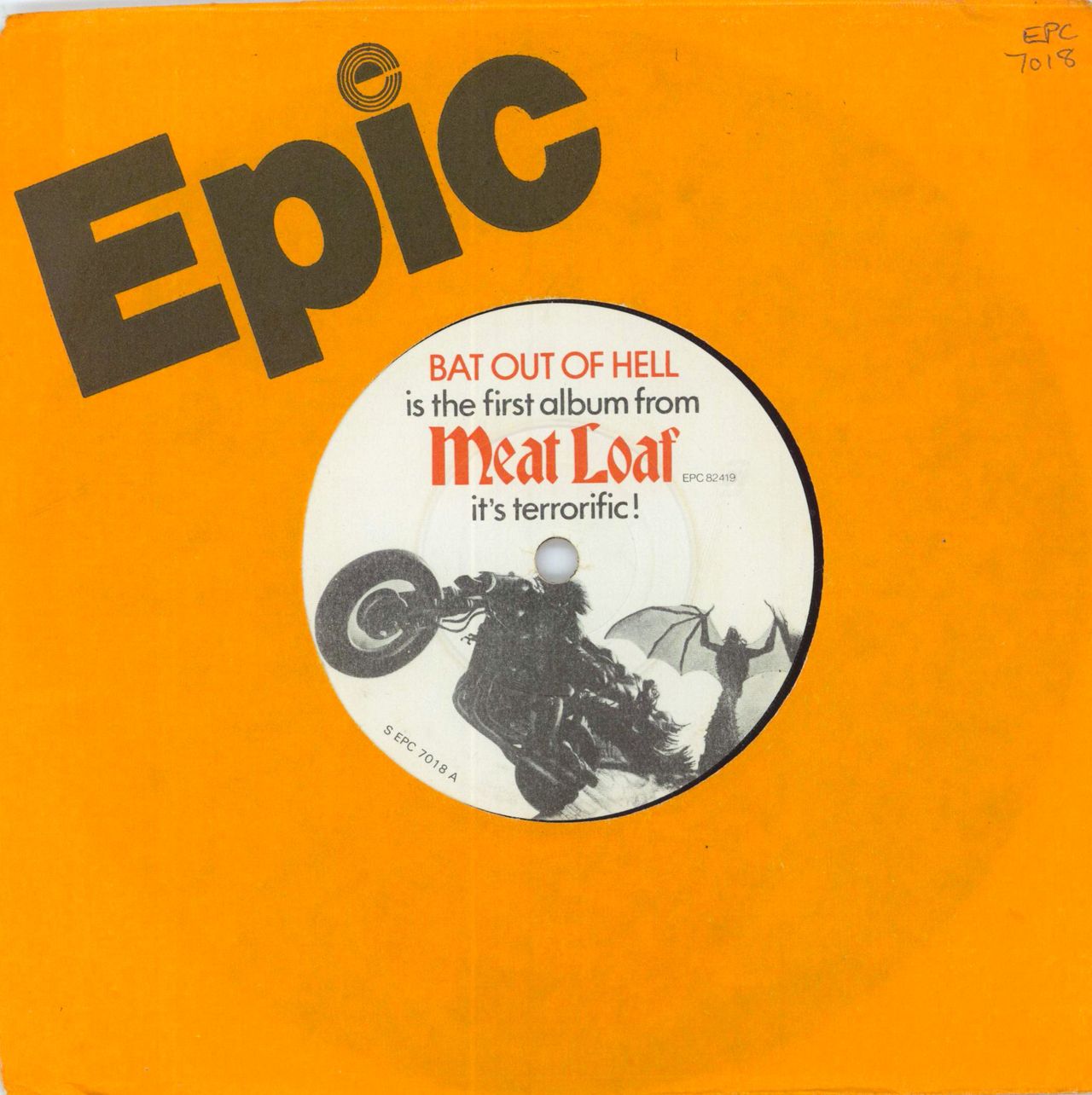 Meat Loaf Bat Out Of Hell UK 7" vinyl — RareVinyl.com