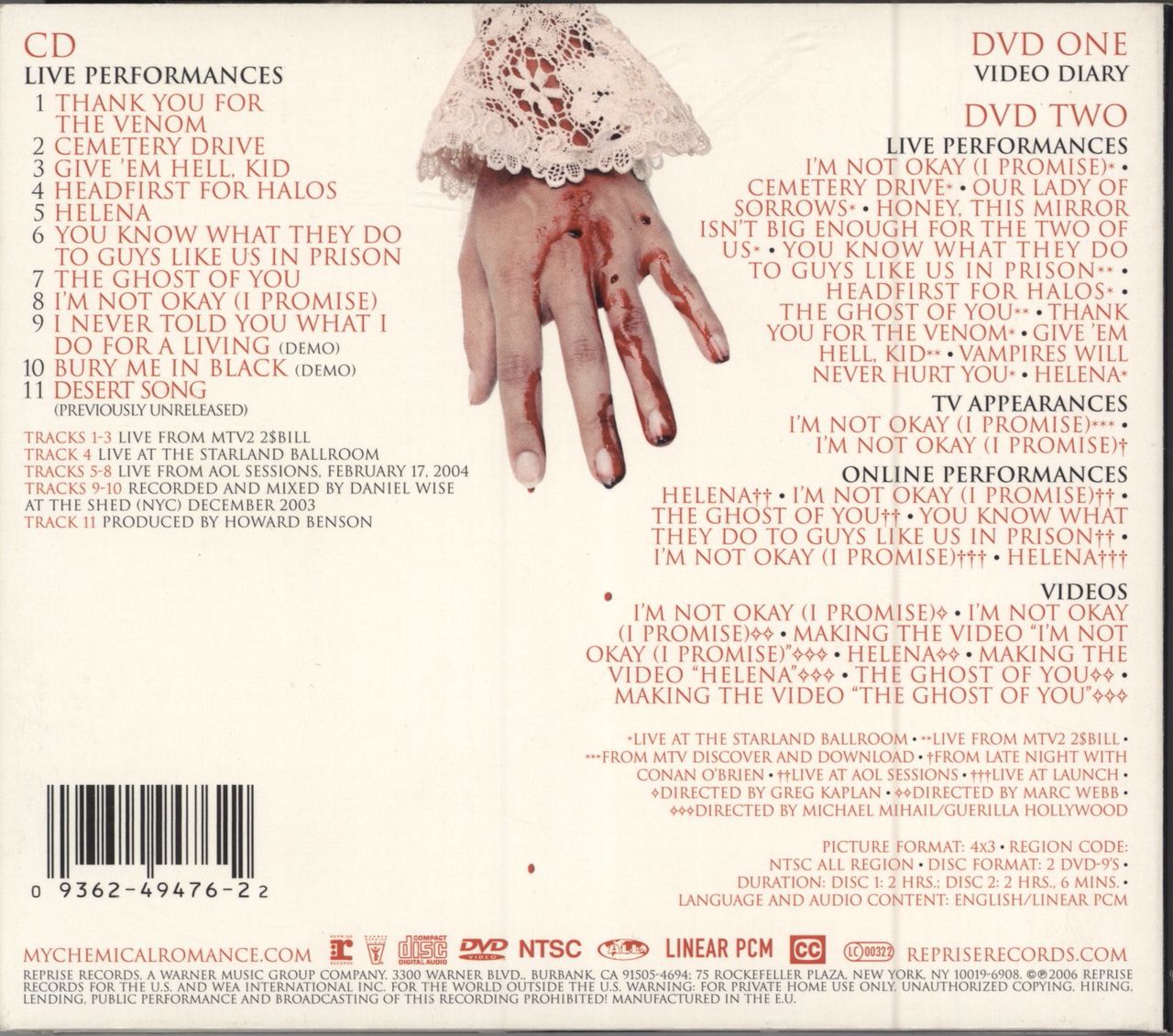 My Chemical Romance Life On The Murder Scene UK 3-disc CD/DVD Set ...