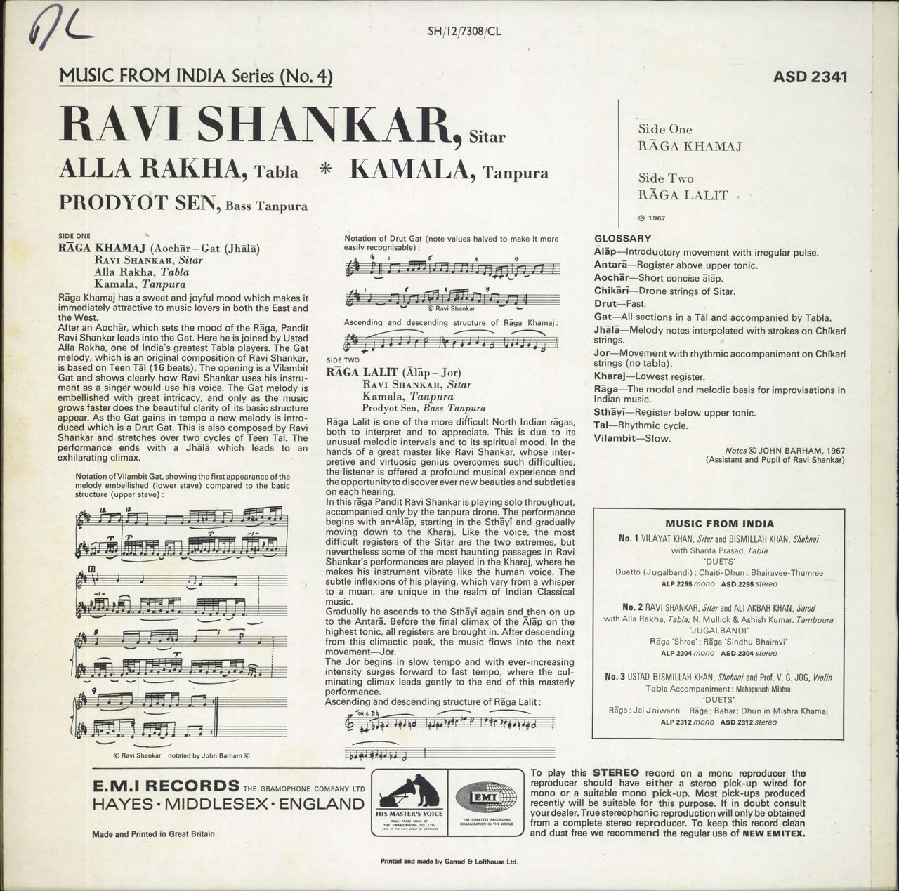 Ravi Shankar Raga Khamaj • Raga Lalit - 2nd UK Vinyl LP — RareVinyl.com