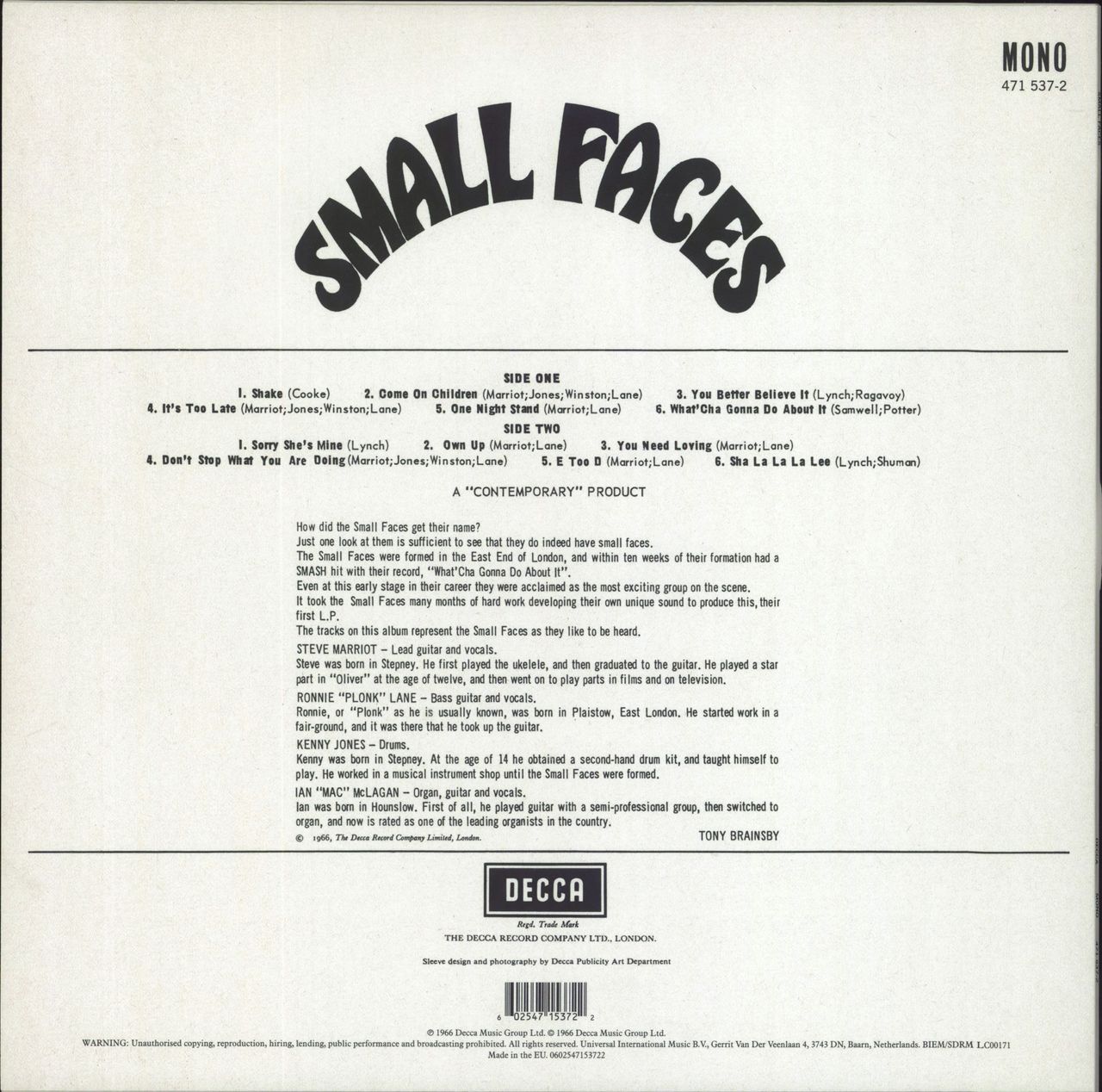Small Faces Small Faces - 180gm UK Vinyl LP — RareVinyl.com
