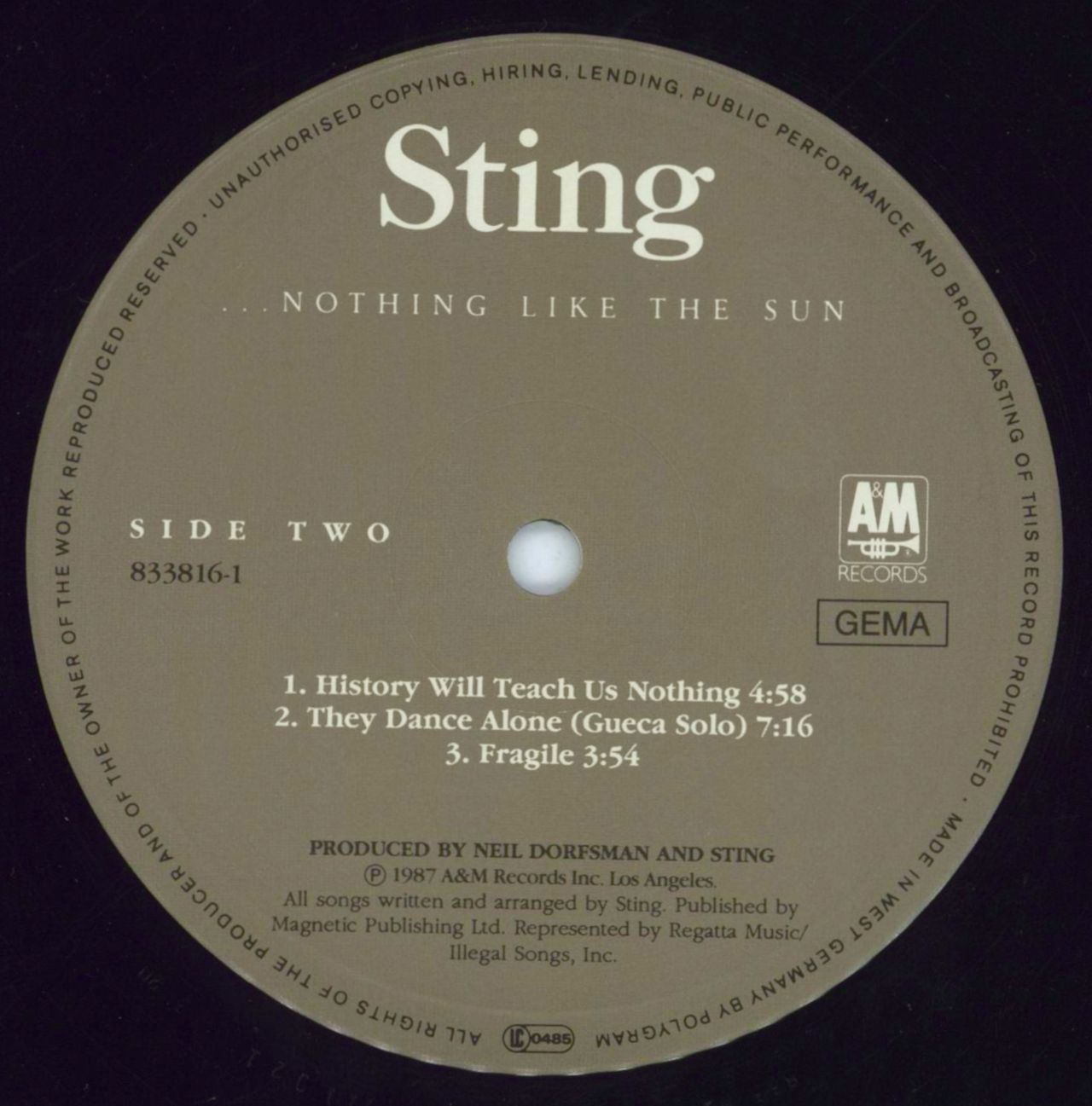 Sting Nothing Like The Sun - Complete German 2-LP vinyl set — RareVinyl.com