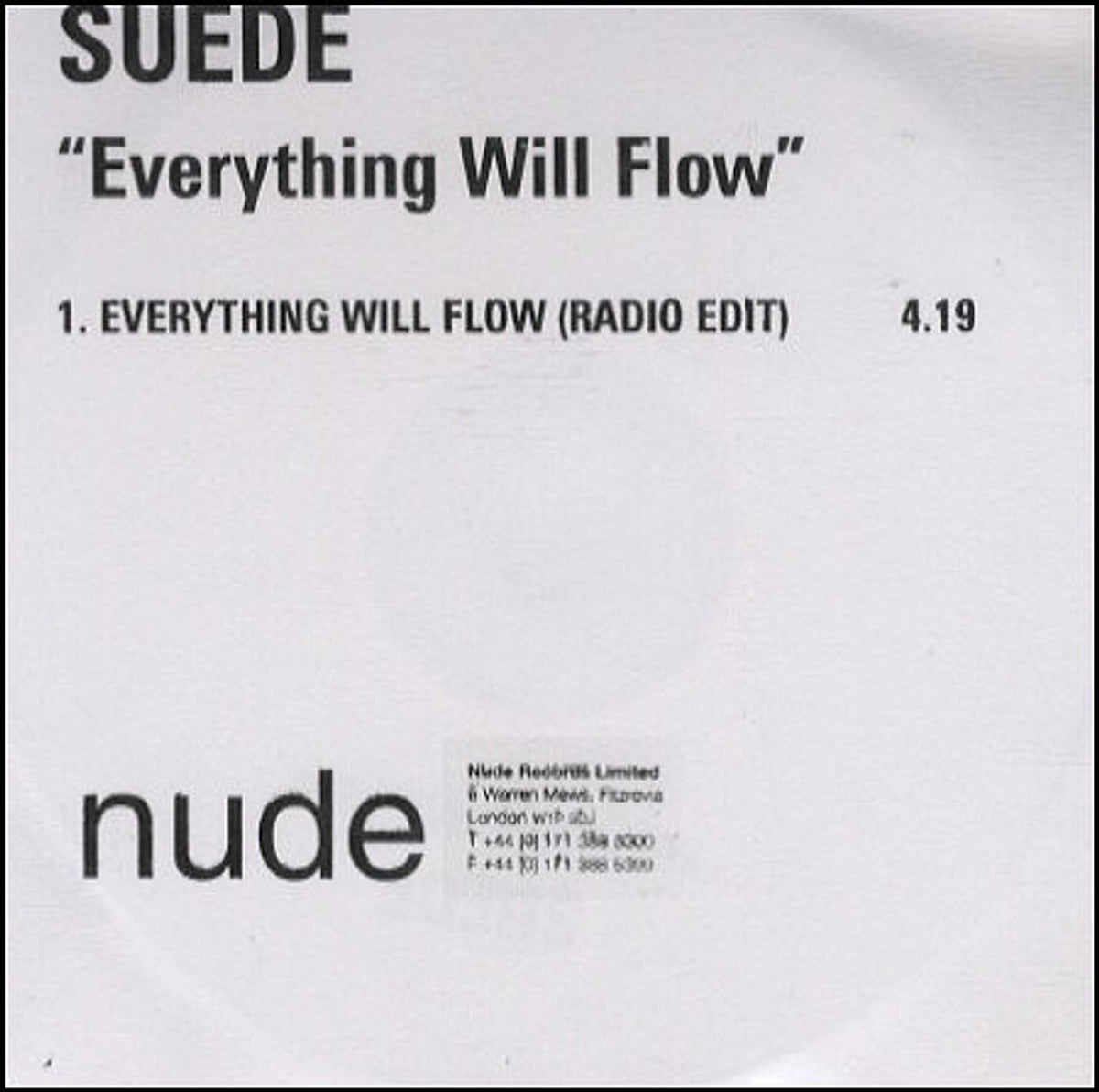Suede Everything Will Flow UK Promo CD-R acetate — RareVinyl.com
