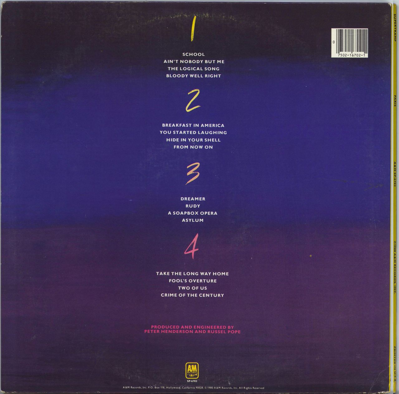 Supertramp Paris - EX US 2-LP vinyl set — RareVinyl.com