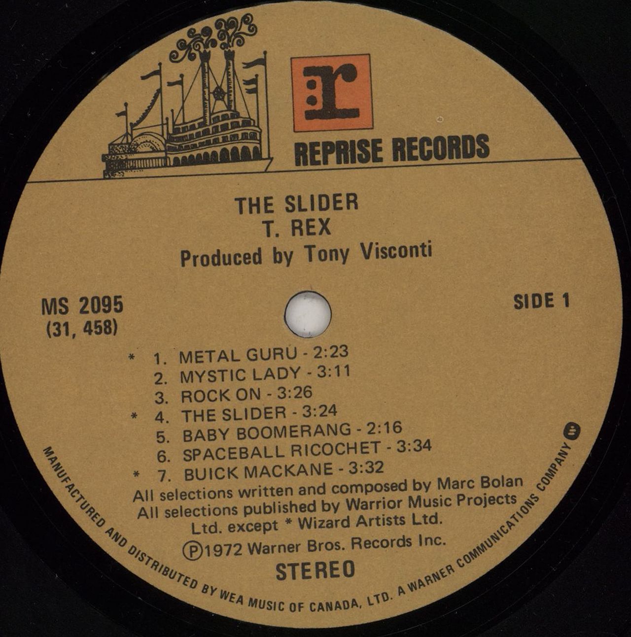 T-Rex / Tyrannosaurus Rex The Slider Canadian Vinyl LP — RareVinyl.com