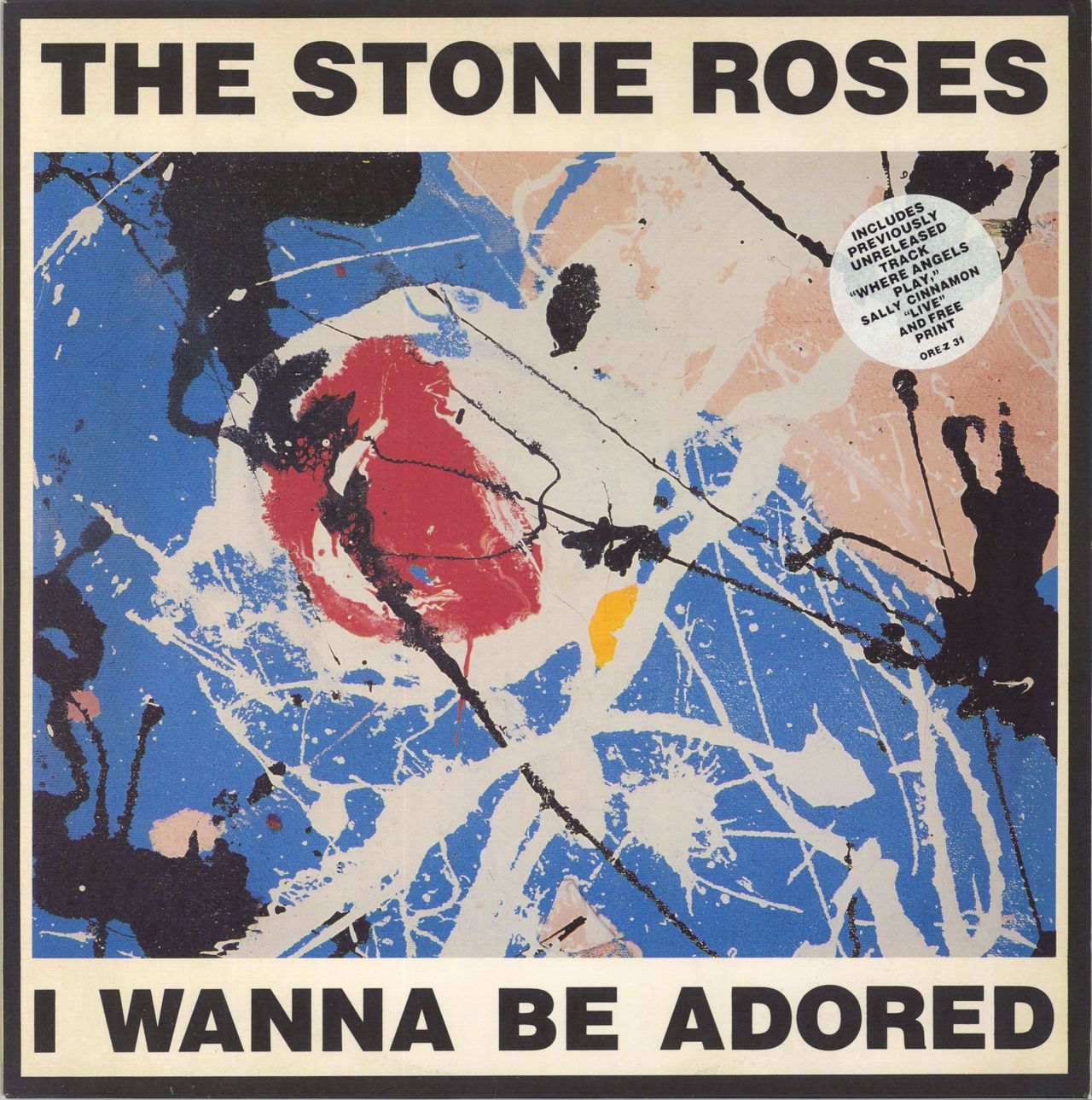 The Stone Roses I Wanna Be Adored + Print UK 12" vinyl — RareVinyl.com