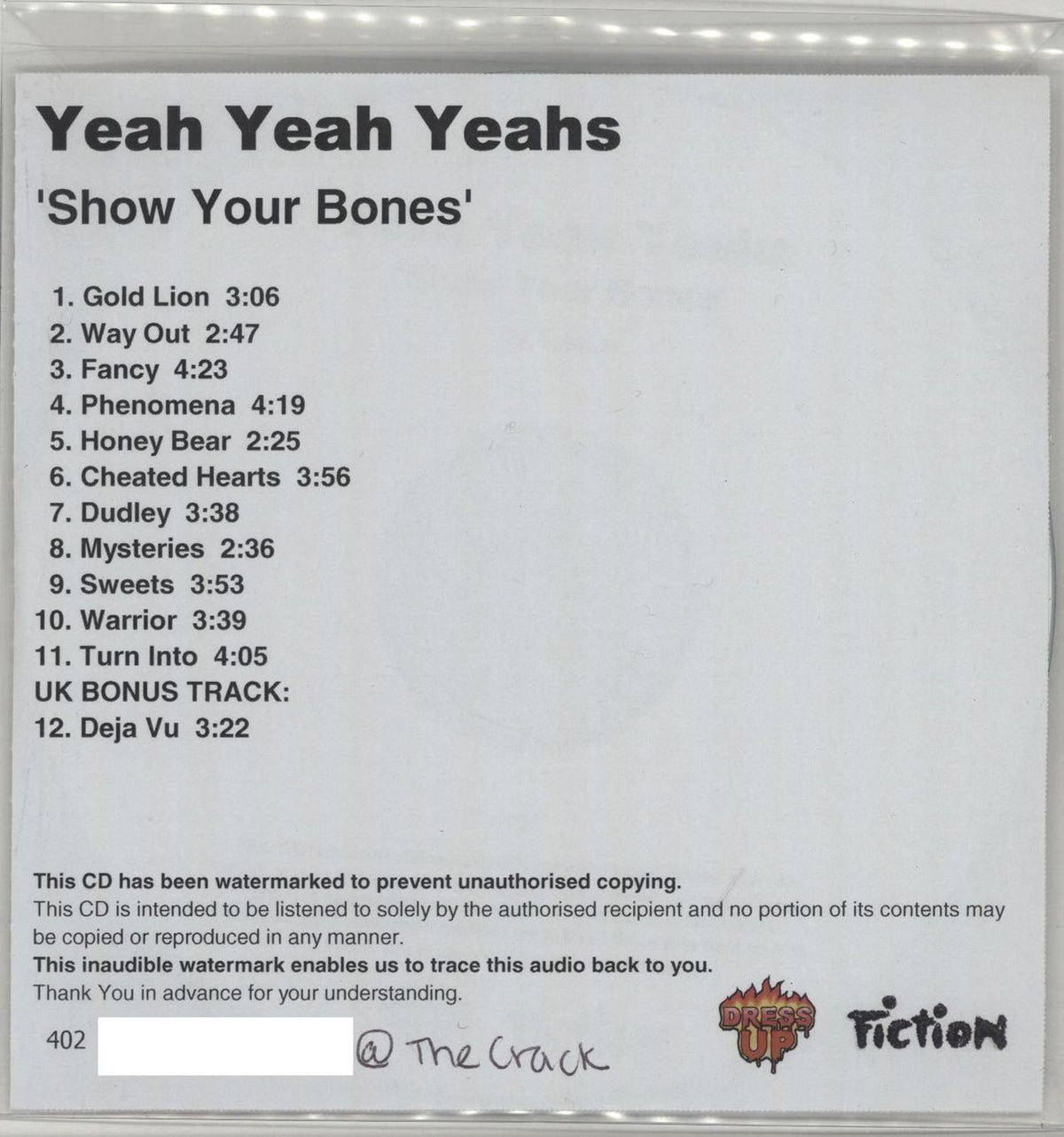 Yeah Yeah Yeahs Show Your Bones UK Promo CD-R acetate — RareVinyl.com
